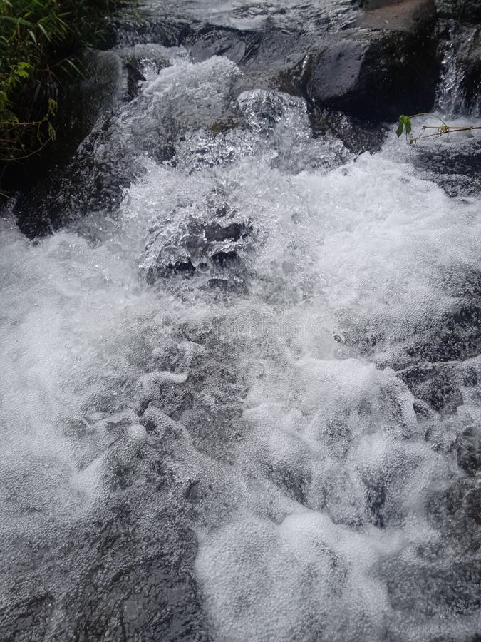 Foaming River Water Flow Down Splash Drop of Water Stock Image - Image ...