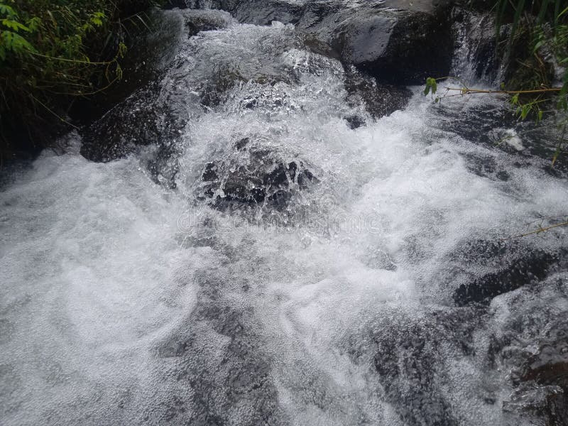 Foaming River Water Flow Down Splash Drop of Water Stock Image - Image ...