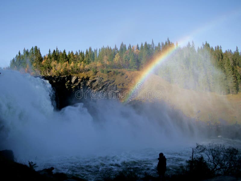 Foaming waterfall stock image. Image of river, rainbow - 60437185