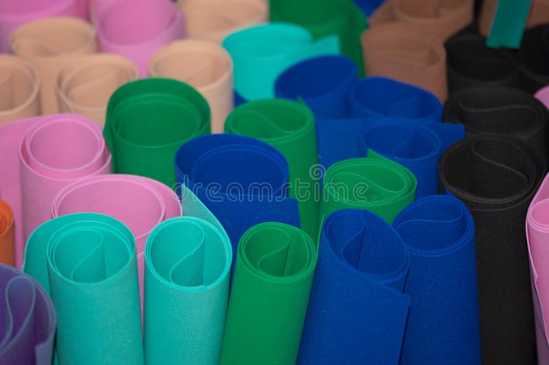 Foamiran in Rolls Top View Colors Stock Image - Image of material ...