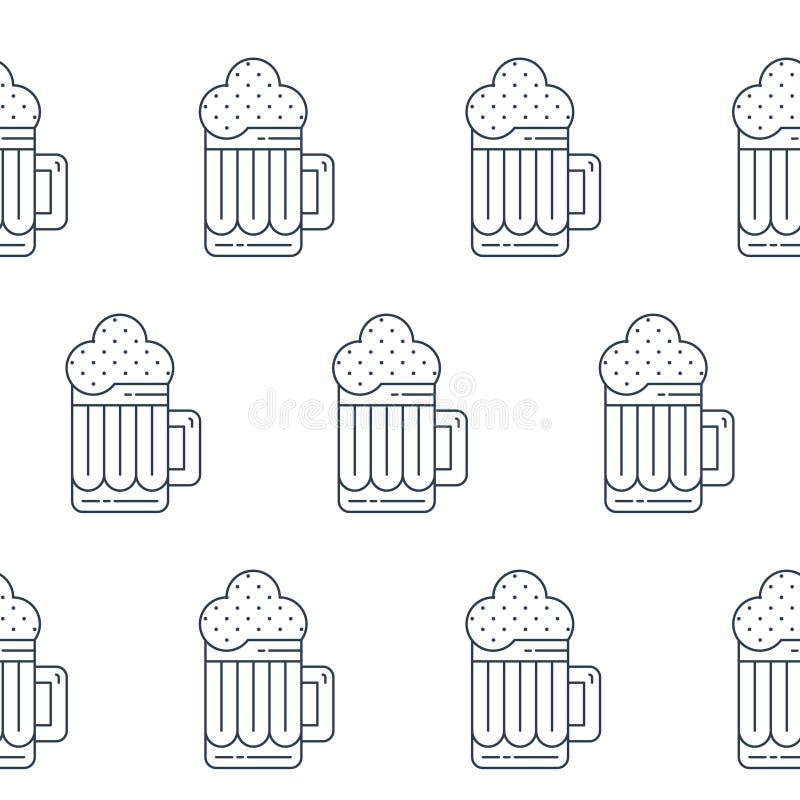 Foamy Beer Mug Linear Pattern Stock Vector - Illustration of grey ...