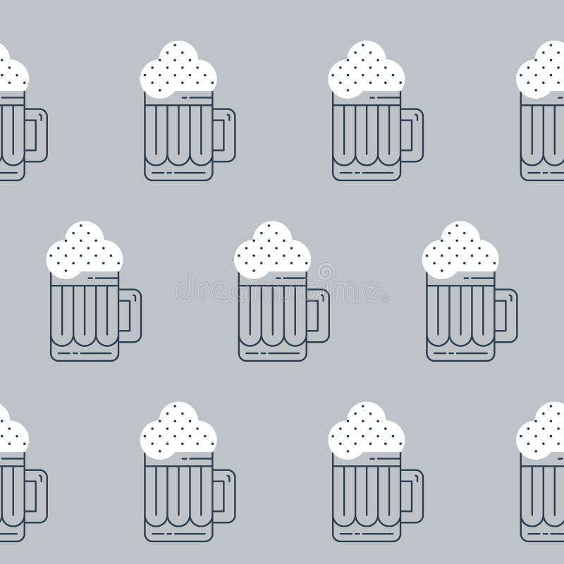 Foamy Beer Mug Linear Pattern Stock Vector - Illustration of celebrate ...