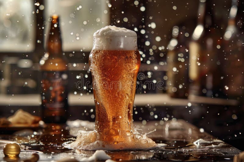 Foamy Beer Splashing in a Glass - Capturing the Dynamic Essence of ...