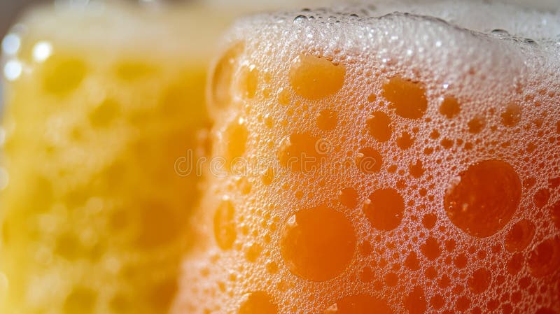 Foamy Bubbles, Abstract Texture Refreshing Close-Up of Golden Liquid ...
