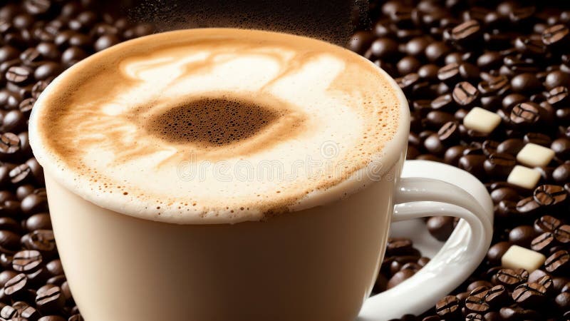 Foamy Coffee with Dropped Sugar Cubes. Generative AI Stock Illustration ...