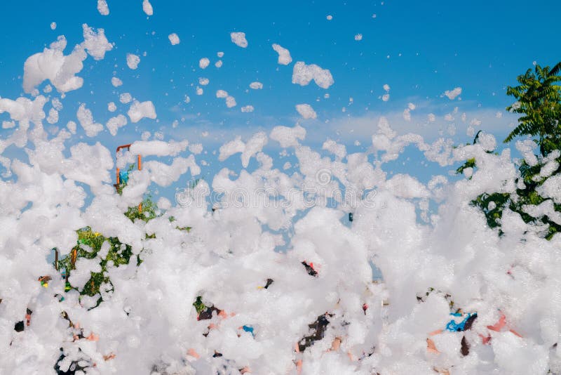 Foamy Disco Party. Lather Maker Gun Blowing Foam into the Air Stock ...