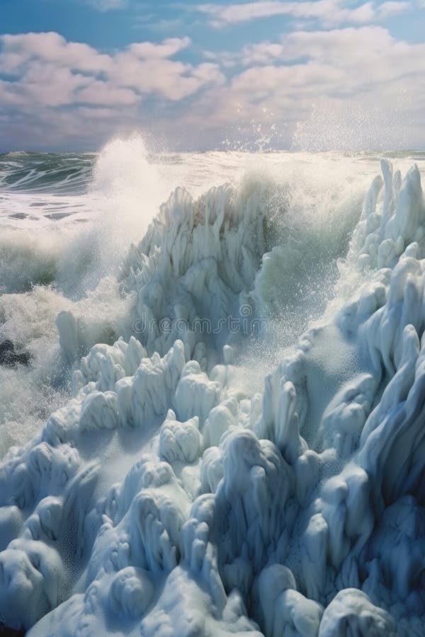 Foamy Ocean Waves Crashing on the Shore Stock Photo - Image of splash ...