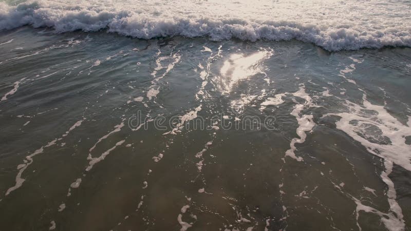 Foamy Ocean Waves Washing Sand. Waves Hitting Beach Stock Video - Video ...