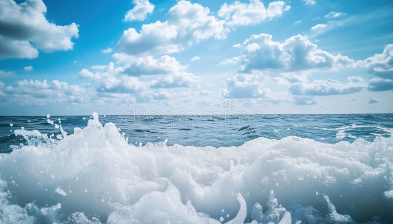 Foamy Sea Waves Create a Spectacular Display Against the Cloudy Blue ...