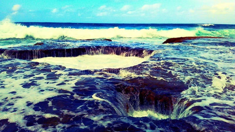 Foamy Splash Wave at Death Pool, Pangasinan, Philippines. Stock Image ...