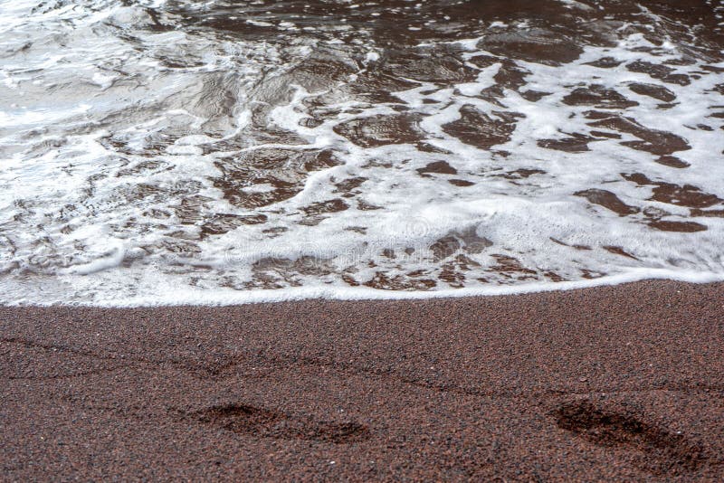Foamy Water Rolling into a Sandy Shore. Stock Image - Image of seaside ...