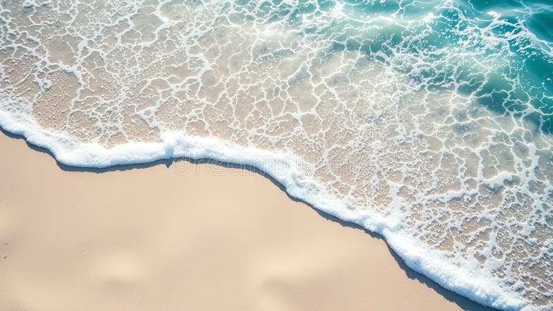 Foamy Waves Roll Onto the Sandy Beach Stock Illustration - Illustration ...