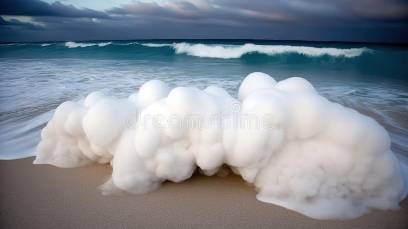 Foamy Waves Rolling Up in Ocean Stock Illustration - Illustration of ...