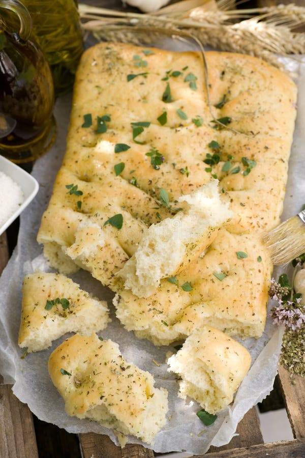 Focaccia stock photo. Image of oregano, bread, olive - 26174674