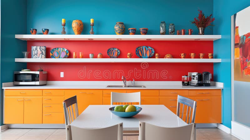 Focal blank wall kitchen stock illustration. Illustration of generated ...