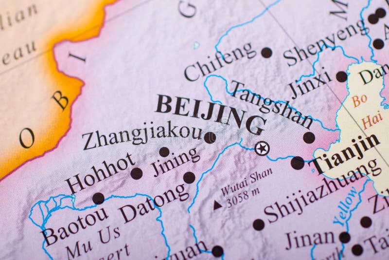 Foco Do Mapa No Pequim China Imagem de Stock - Imagem de consistir ...