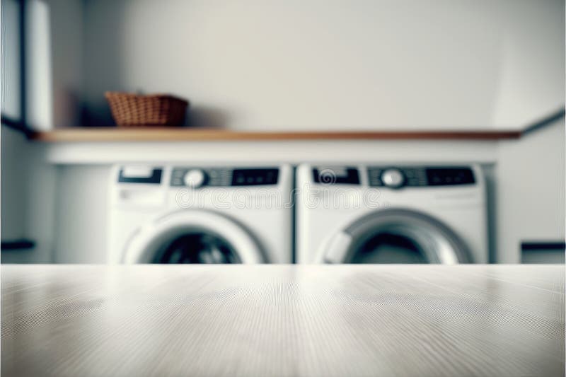 Focus in Blur Laundry and Washing Machine Background. Stock ...