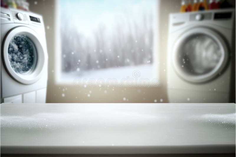 Focus in Blur Laundry and Washing Machine Background. Stock ...