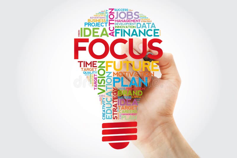 FOCUS Bulb Word Cloud with Marker, Business Concept Stock Image - Image ...