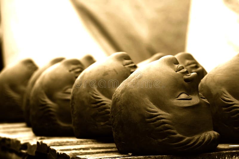 Focus on a clay face stock image. Image of goddess, history - 180897561