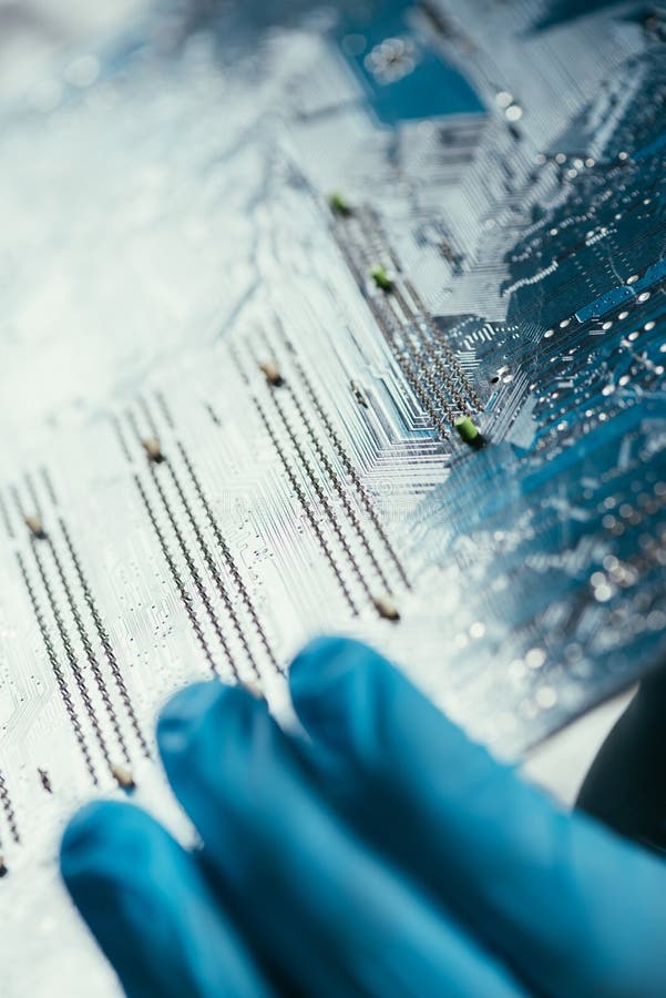 Focus of Computer Motherboard in Hand of Engineer Stock Photo - Image ...