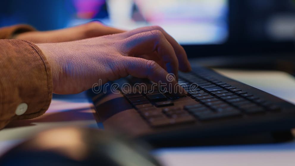 Close Up of Keyboard Used by Software Engineer Programming at Home ...