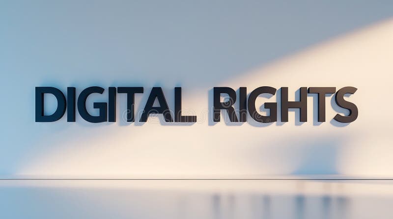 Focus on the Concept of Digital Rights Displayed in Large Letters on a ...
