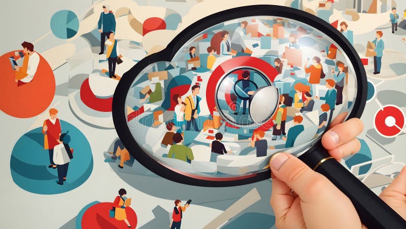 Focus Customer Target Illustration Using Magnifier Glass. Image is ...