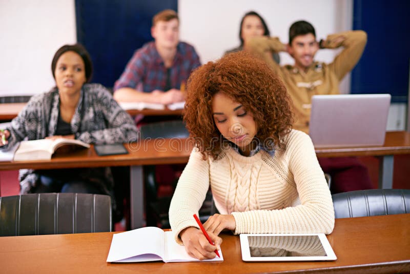 Focus and Determination To Take Her To the Top. a Student Working at ...