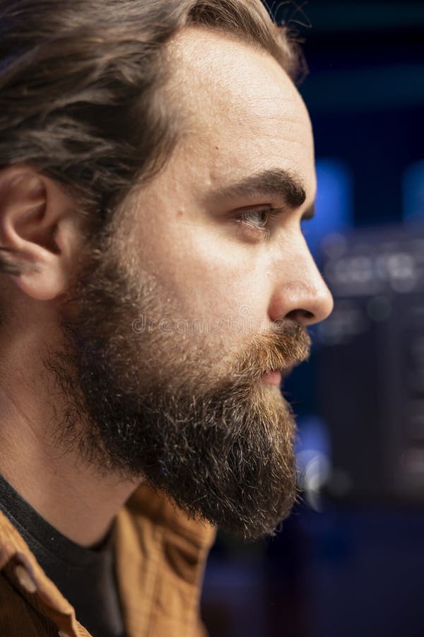 Focus on Developer Typing Code on Computer, Close Up Shot on Face Stock ...