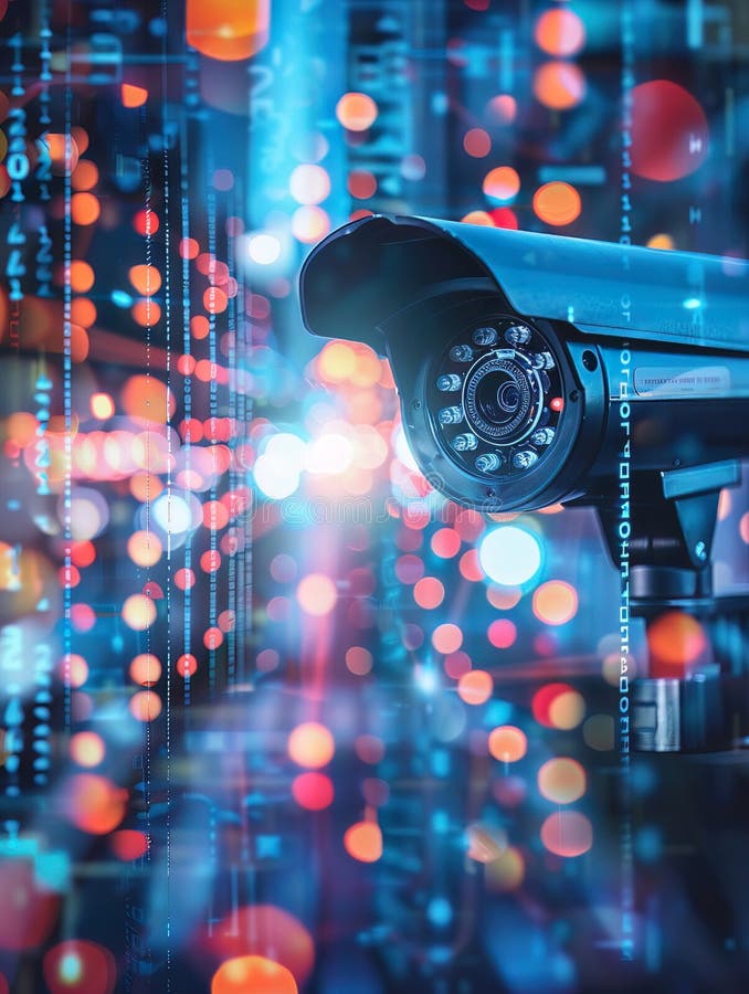 Focus on Digital Vigilance with a CCTV in a Cyber Security Hub Stock ...