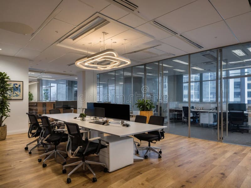 Focus on Dynamic Office Spaces Stock Illustration - Illustration of ...