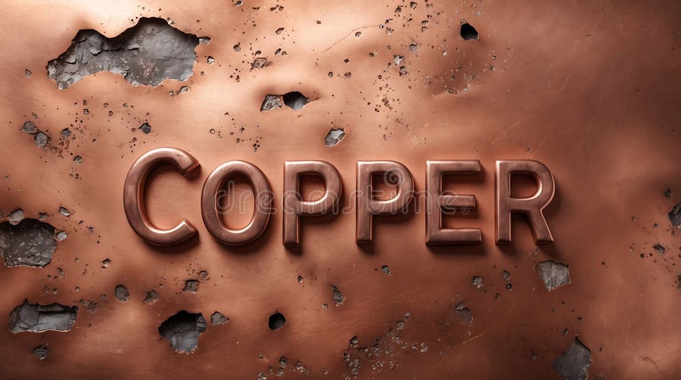 Copper Texture with Embossed Lettering in a Rugged, Industrial Design ...