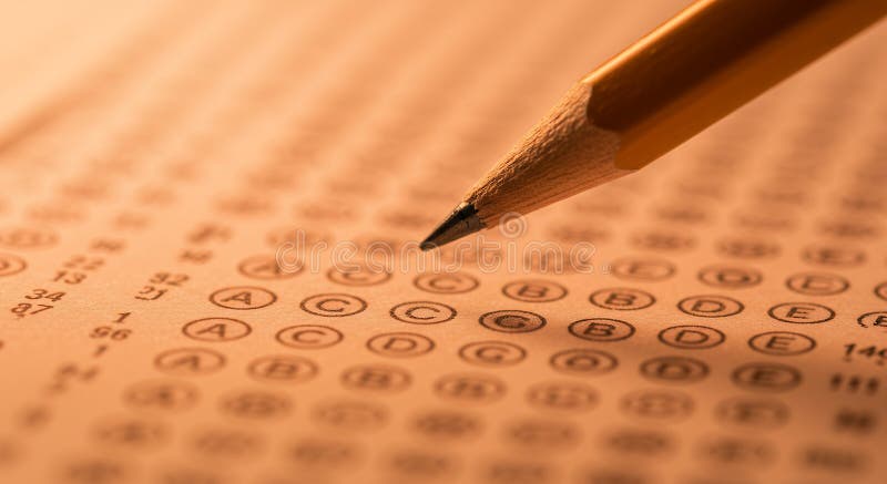 Focus on Exams: Close-up of Pencil Pointing To Answer Sheet Multiple ...
