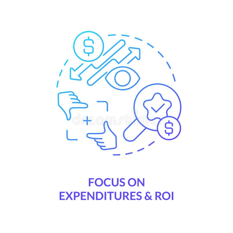 Focus on Expenditures and ROI Blue Gradient Concept Icon Stock Vector ...