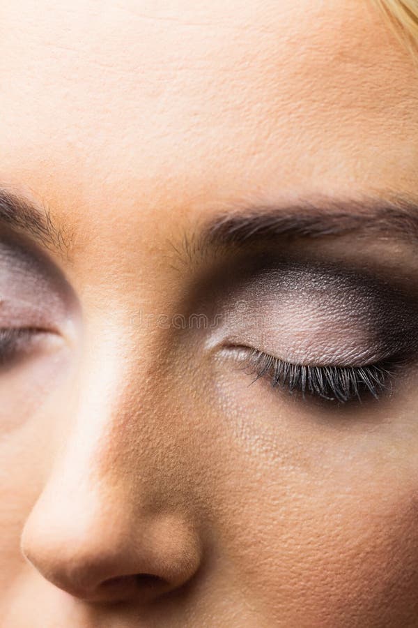 Focus on Eyes Makeup with Closed Eyes Stock Photo - Image of femininity ...