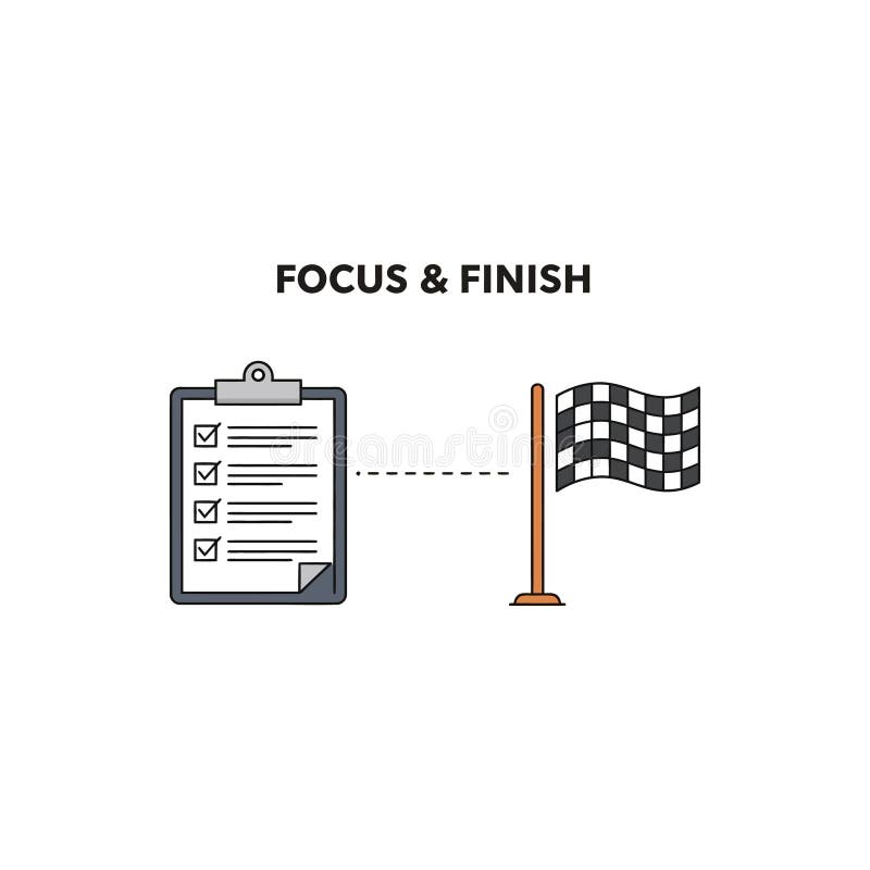 Focus and Finish Concept Checklist with Racing Flag for Project ...