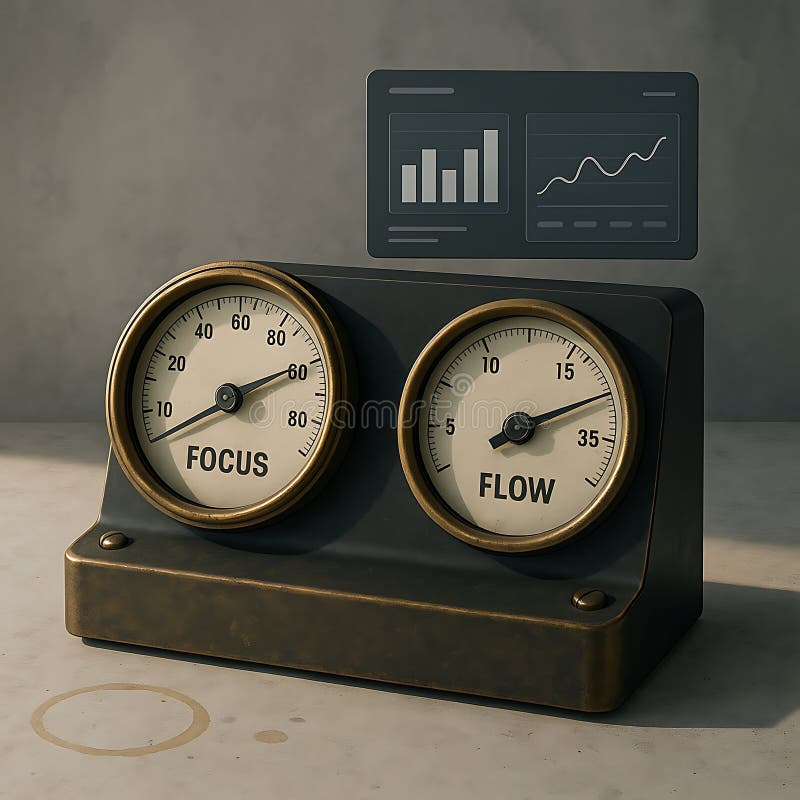 Focus and Flow Gauges with Data Visualization Stock Illustration ...