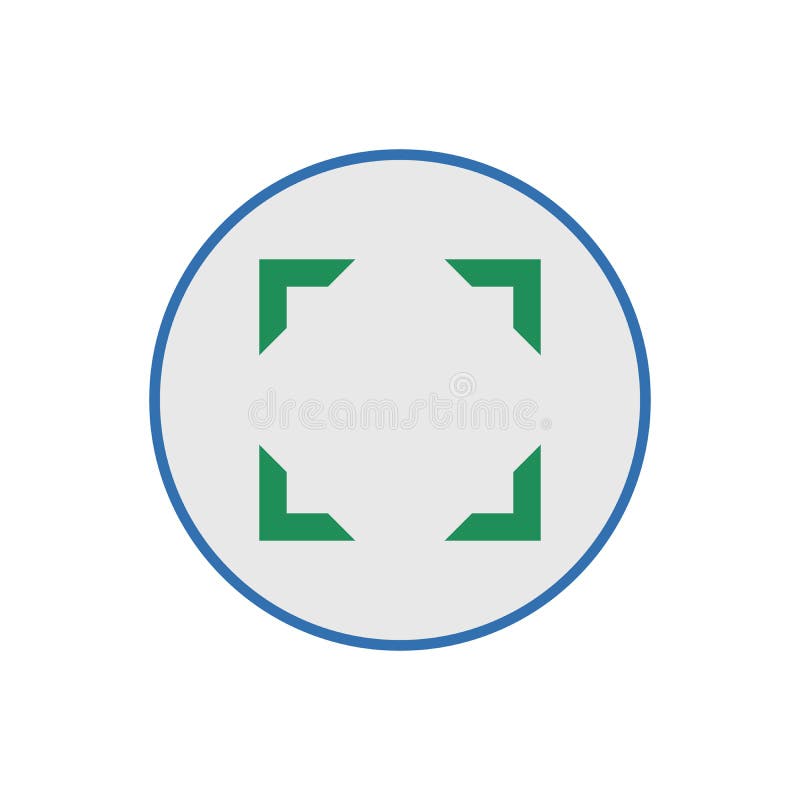 Focus, Full Screen Icon on Black Circle. White Background Stock Vector ...