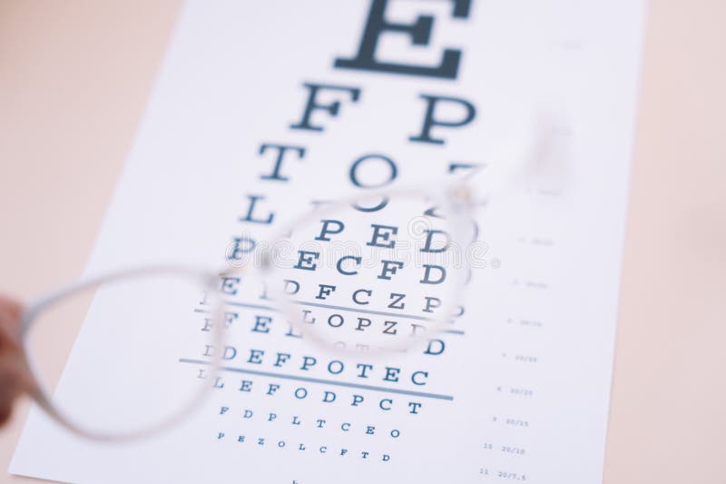 Focus through Glasses on Snellen Chart Close Up Stock Photo - Image of ...