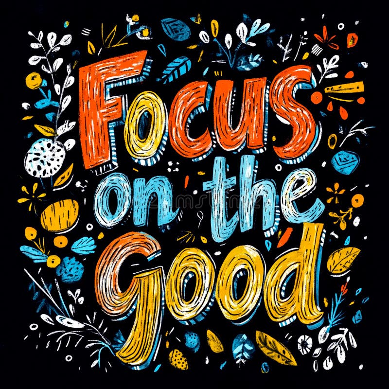 "Focus on the Good" Written in Bold Letters, with Each Letter Filled ...