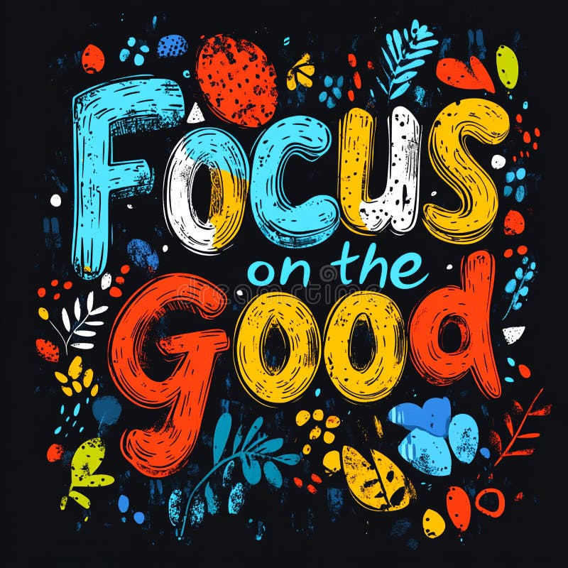 "Focus on the Good" Written in Bold Letters, with Each Letter Filled ...