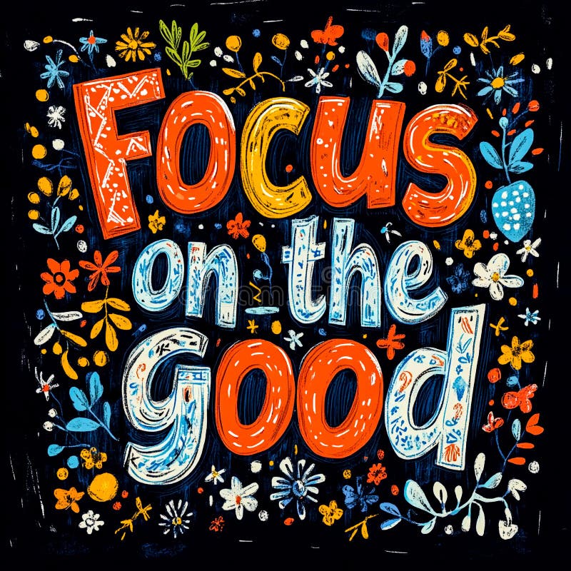 "Focus on the Good" Written in Bold Letters, with Each Letter Filled ...