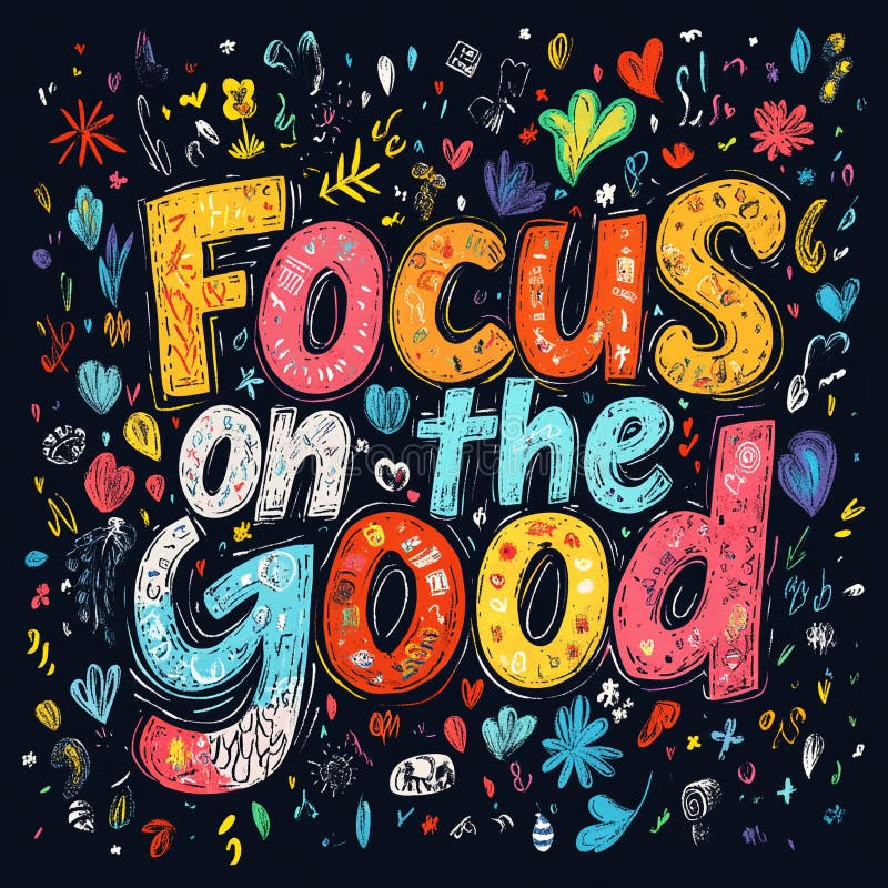 "Focus on the Good" Written in Bold Letters, with Each Letter Filled ...