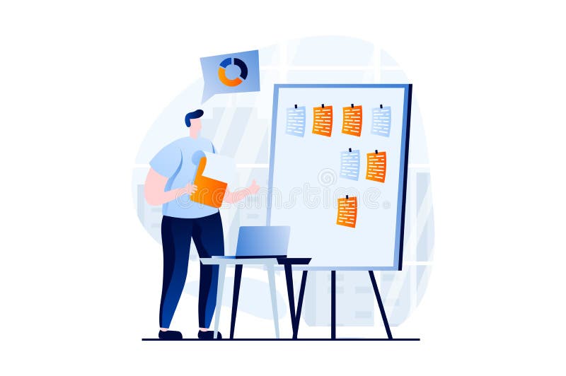 Focus Group Concept with People Scene in Flat Cartoon Design. Stock ...