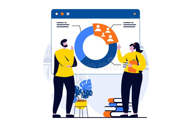 Focus Group Concept with People Scene in Flat Cartoon Design. Stock ...