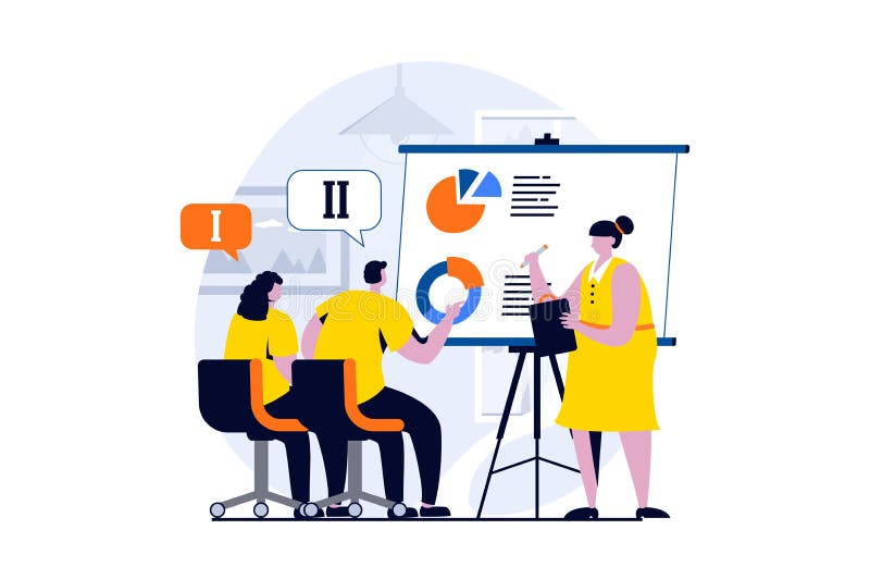 Focus Group Concept with People Scene in Flat Cartoon Design. Stock ...