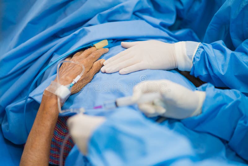 Focus on Hand Giving Normal Saline Solution or Sodium Chloride after ...