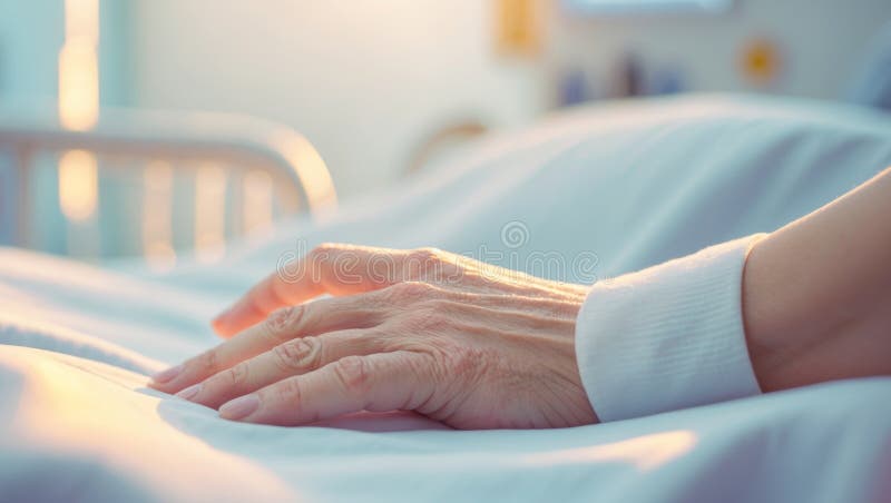 Focus on the Hand of a Patient in Hospital Ward. Stock Photo - Image of ...