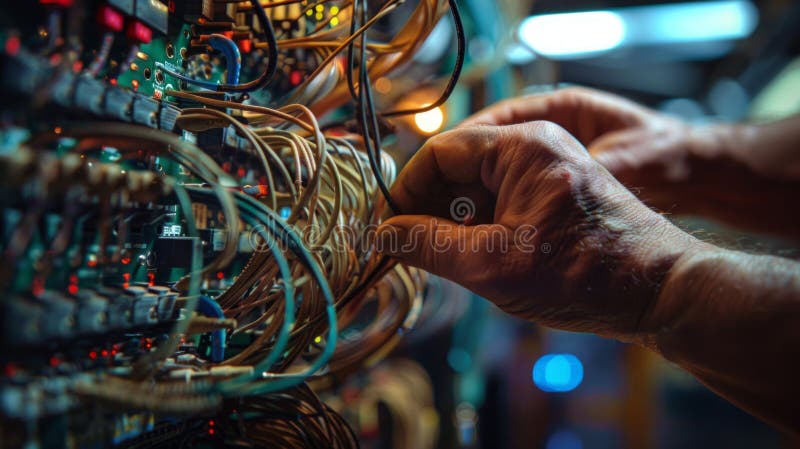 Focus on Hands Wiring a Complex Electrical System Stock Illustration ...